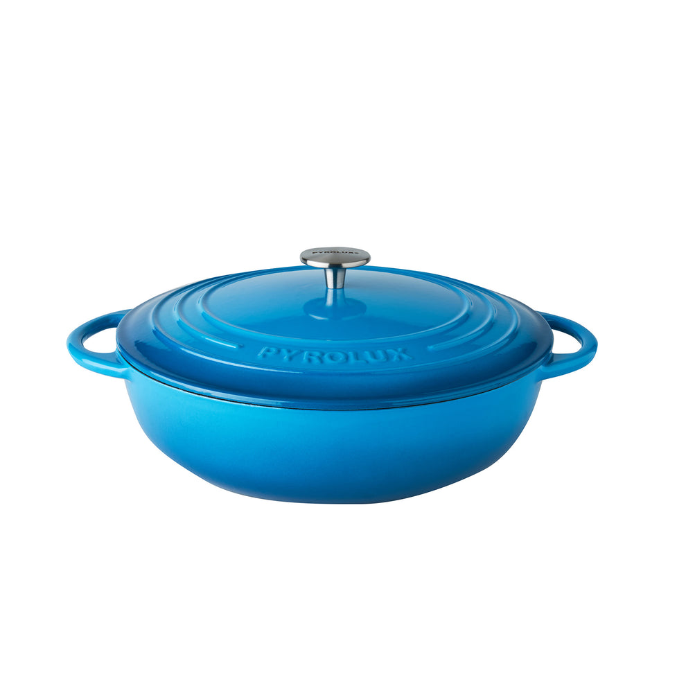 Cast Iron Round Chef Pan | Ocean Blue | Pyrolux Australia